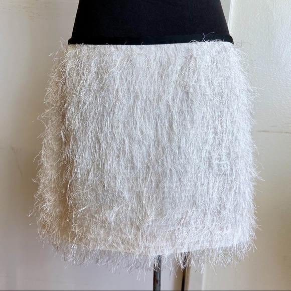 RACHEL Rachel Roy | Skirts | Rachel Ivory Fringe Furry Mini Dress Size ...